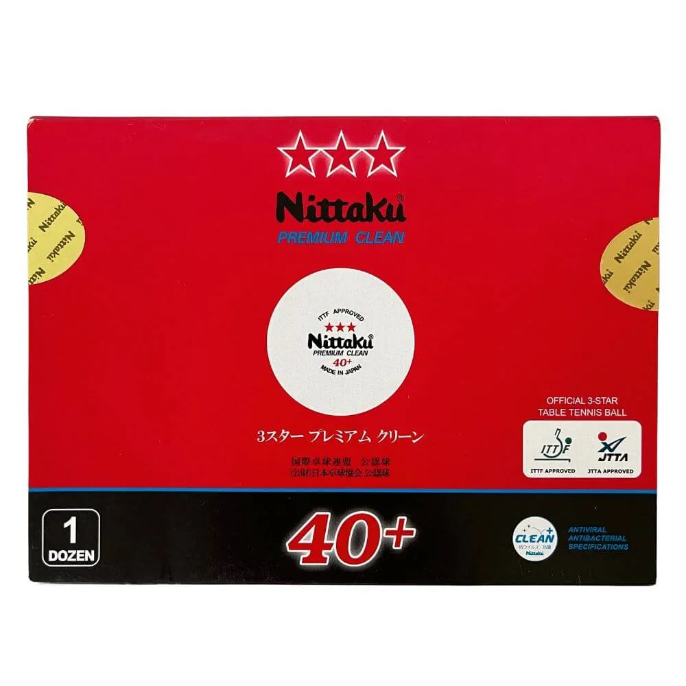 Bóng Nittaku 3 Sao 40+ Nội địa Nhật Premium Clean (hộp 12 Quả) Giá Rẻ - Hợp Bóng Bàn